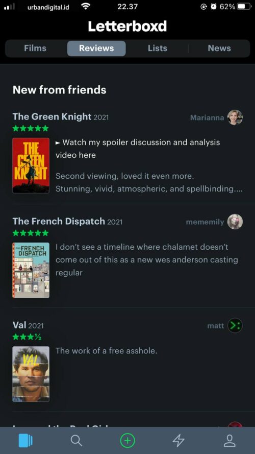 Aplikasi Review Film: Letterboxd untuk Android / iPhone – Urbandigital
